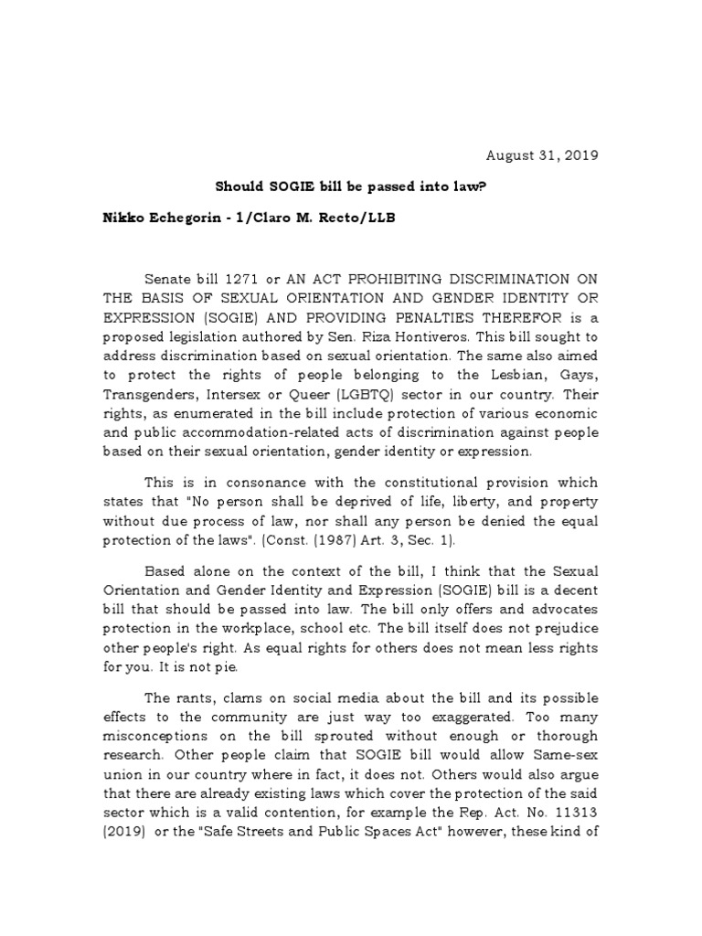 LegRes Position Paper FINAL | PDF | Sexual Orientation | Discrimination