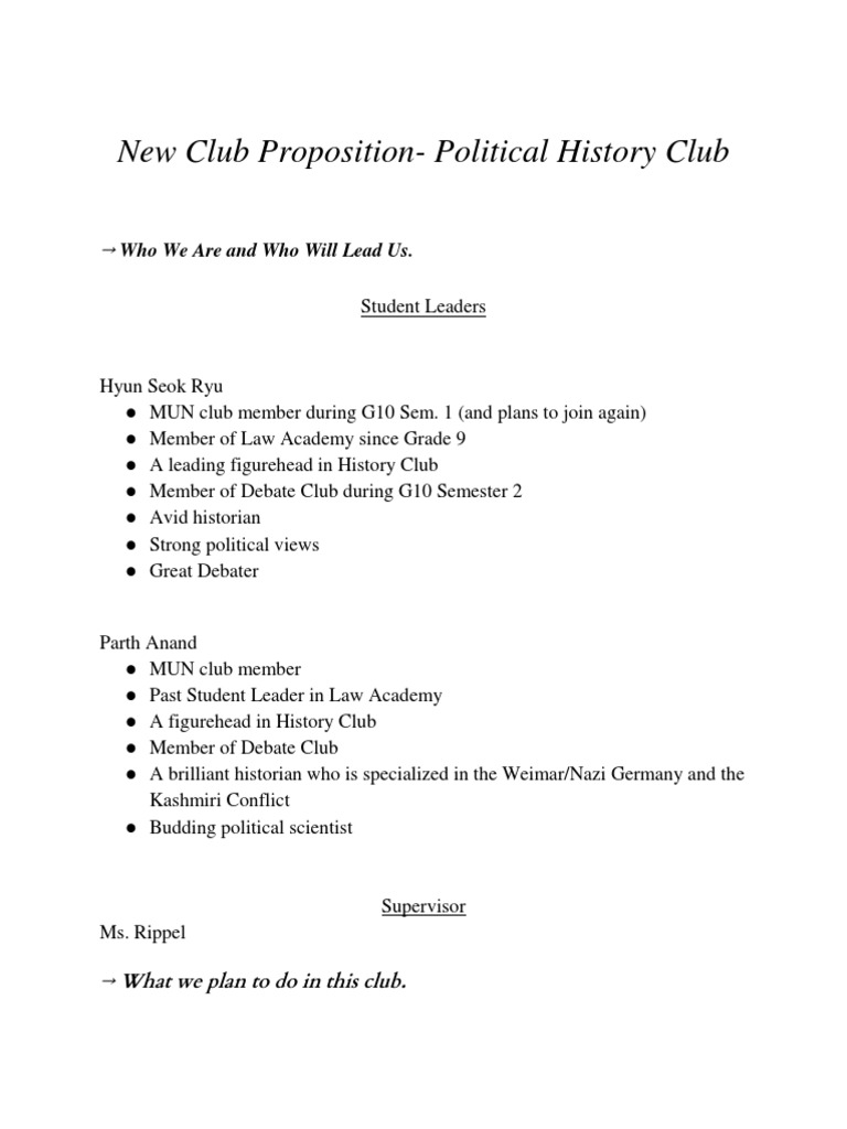 Political History Club | PDF | Academia | Learning
