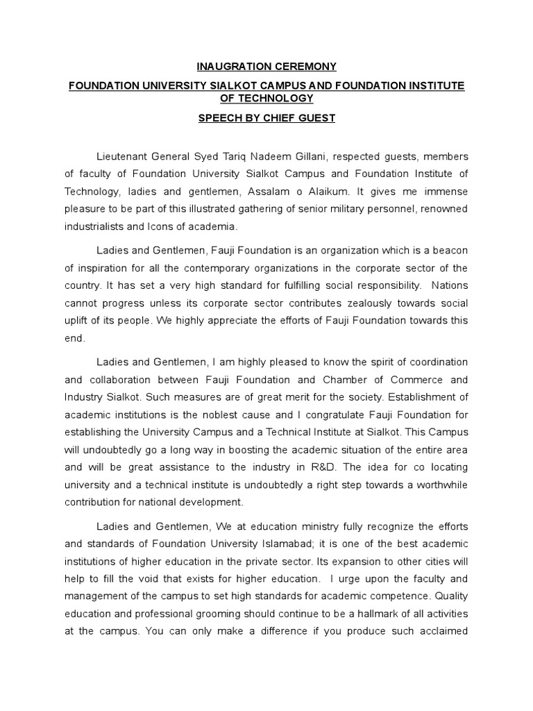 Speech by The Chief Guest | PDF | Learning | Further Education