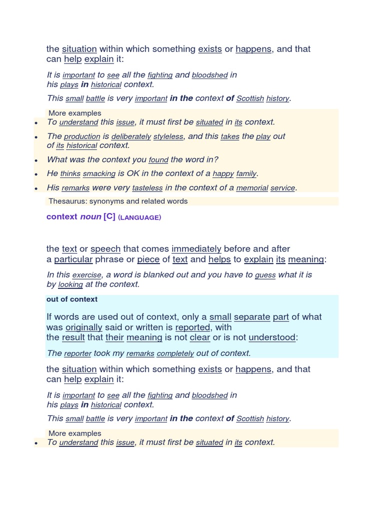 More Examples: Context Noun (C) | PDF | Noun | Phrase