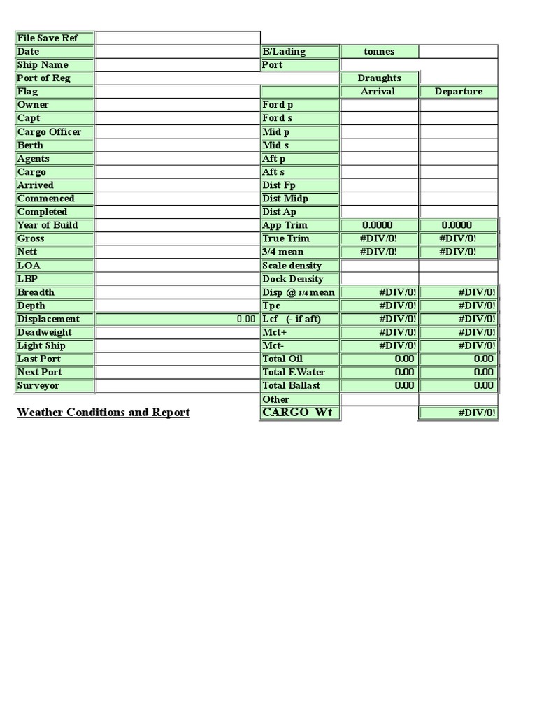 Draught Survey Spreadsheet | PDF | Shipbuilding | Ships