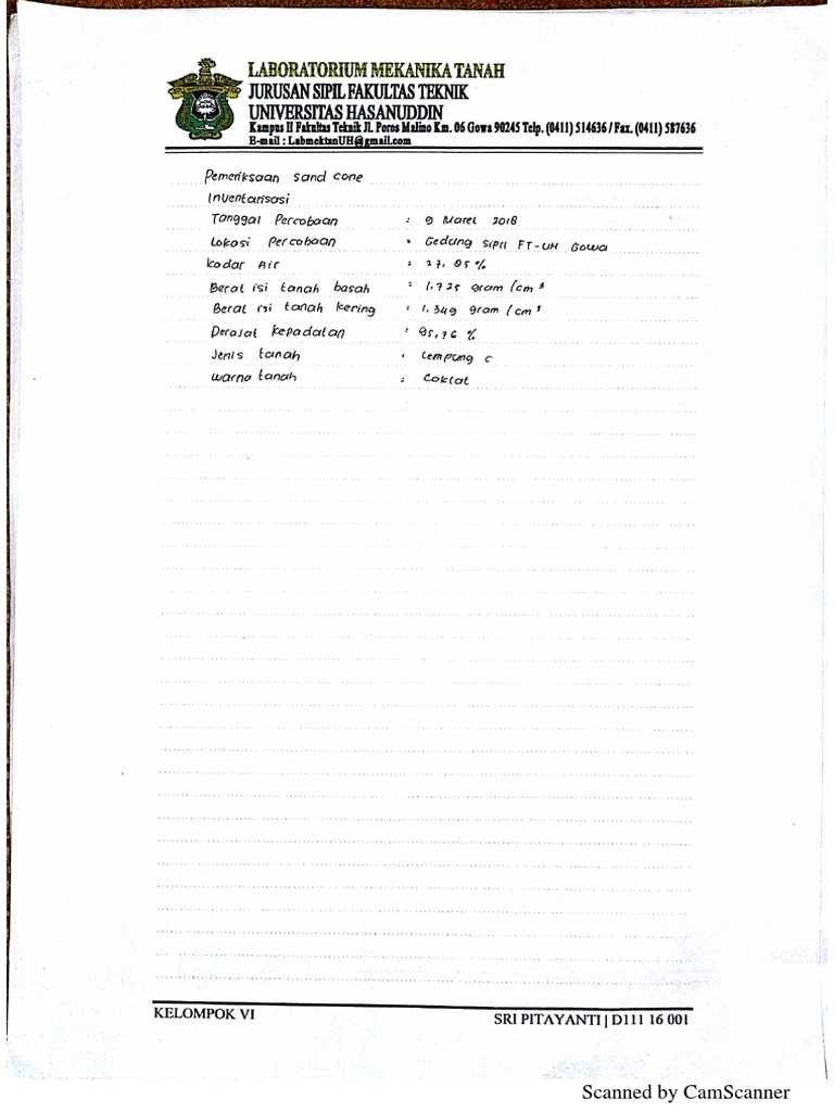 Laporan Sand Cone | PDF