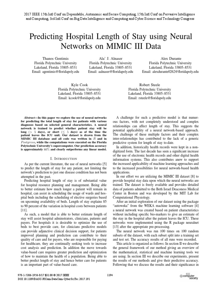 Prediction in Mimic 3 Data | PDF | Artificial Neural Network | Machine ...