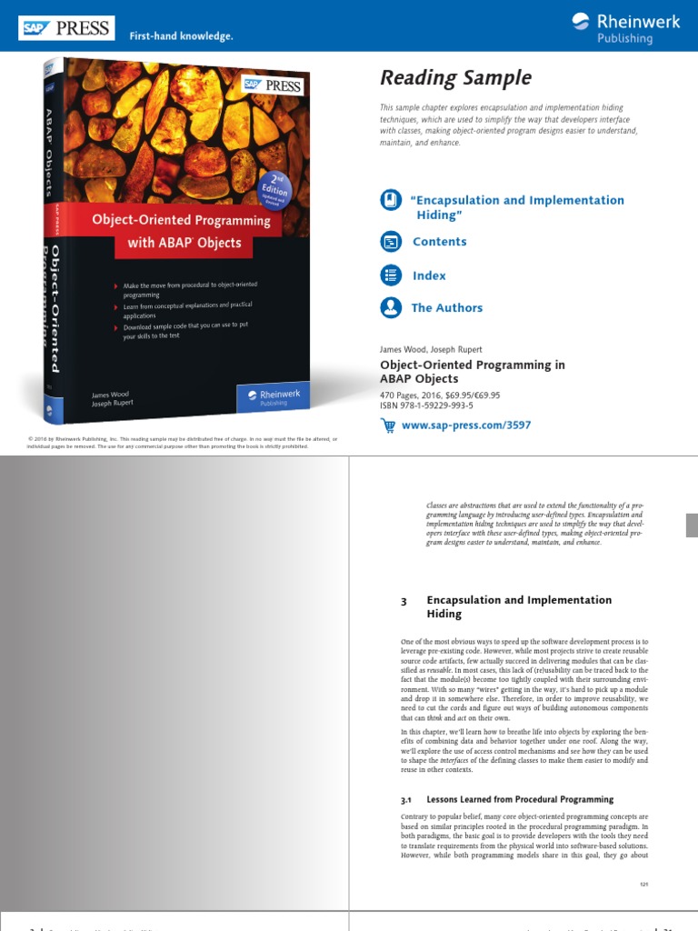 Reading Sample SAPPRESS 993 Object Oriented Programming With ABAP Objects PDF | PDF | Class ...