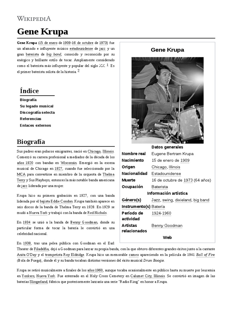 Gene Krupa | PDF | Jazz | Musica Afroamericana