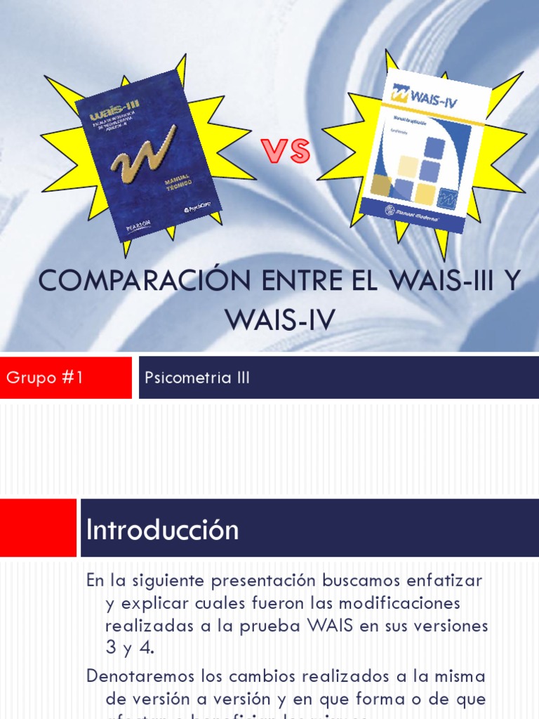 Comparación Entre El WAIS-III y WAIS-IV | Escala de inteligencia para ...