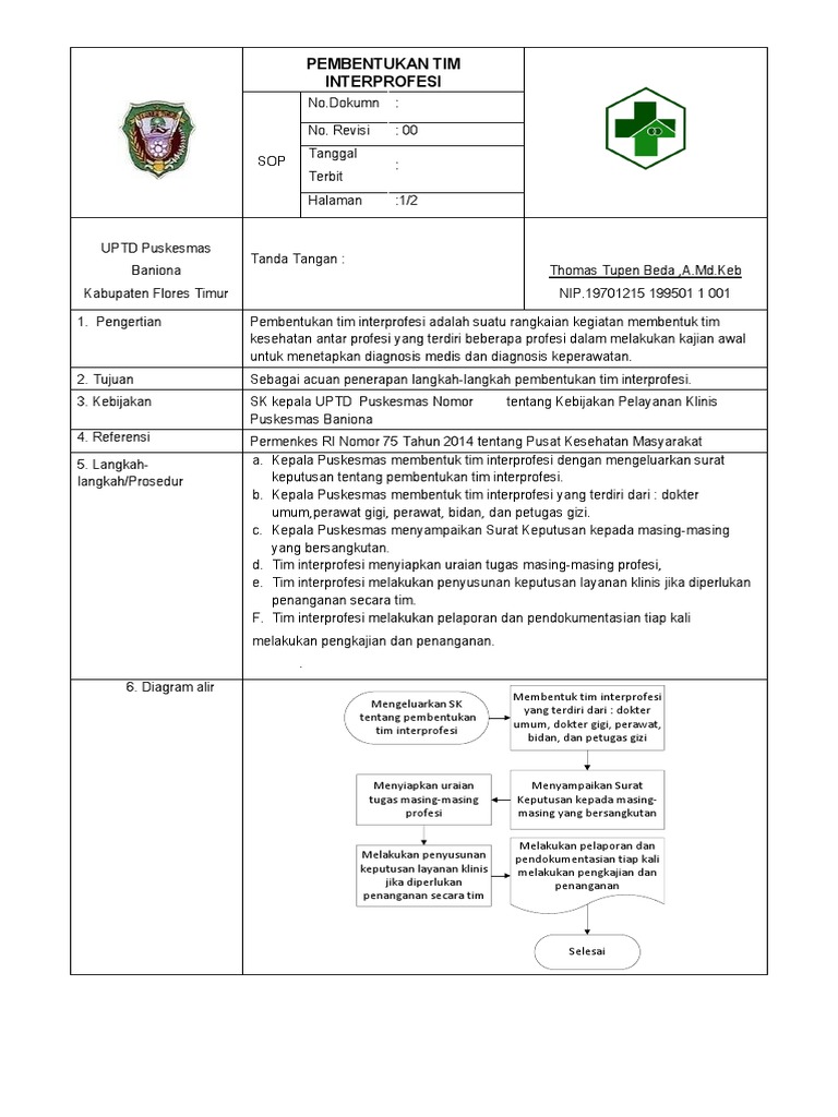 EP. 7.3.1.2 SOP Pembentukan Tim Interprofesi | PDF