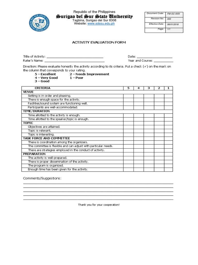 Activity Evaluation | PDF