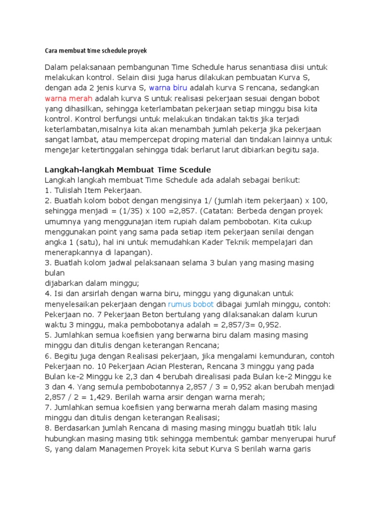 Panduan Membuat Time Schedule Proyek | PDF
