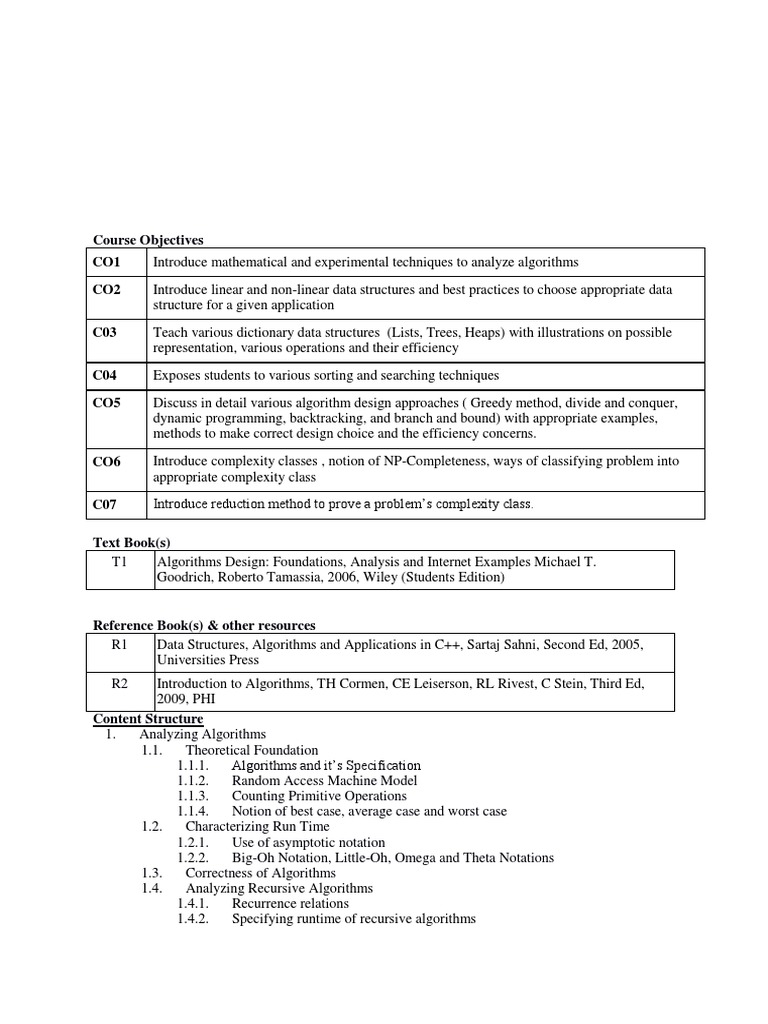 Course Objectives: CO1 CO2 | PDF | Computational Complexity Theory | Array Data Structure