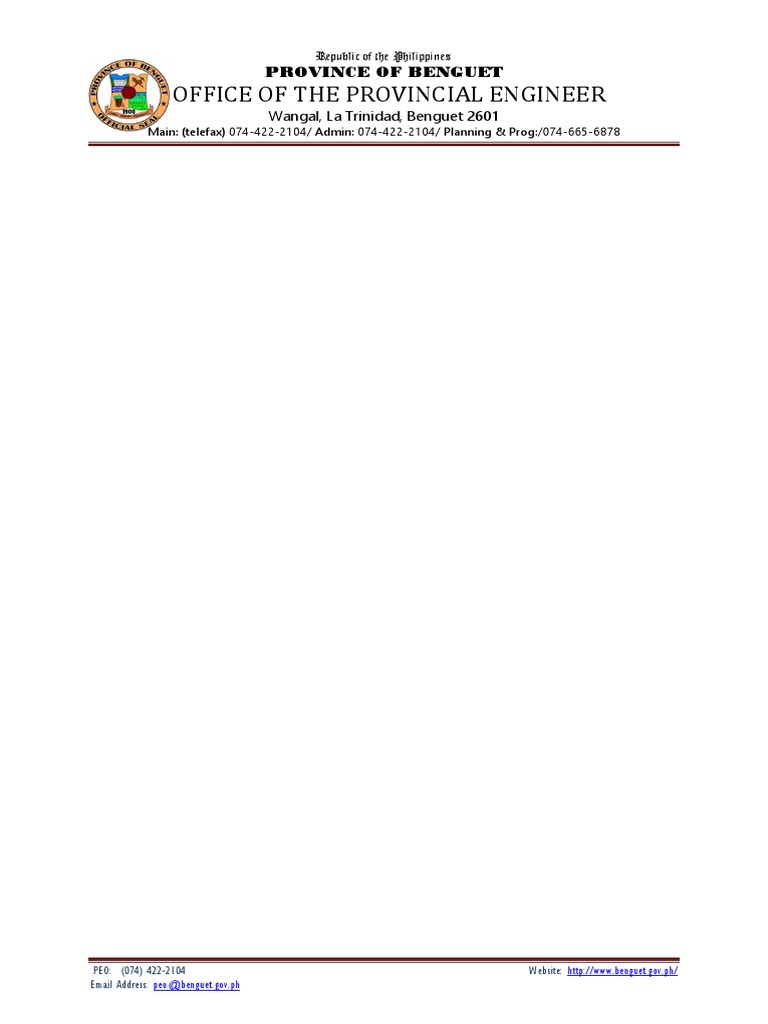 Office of The Provincial Engineer | PDF