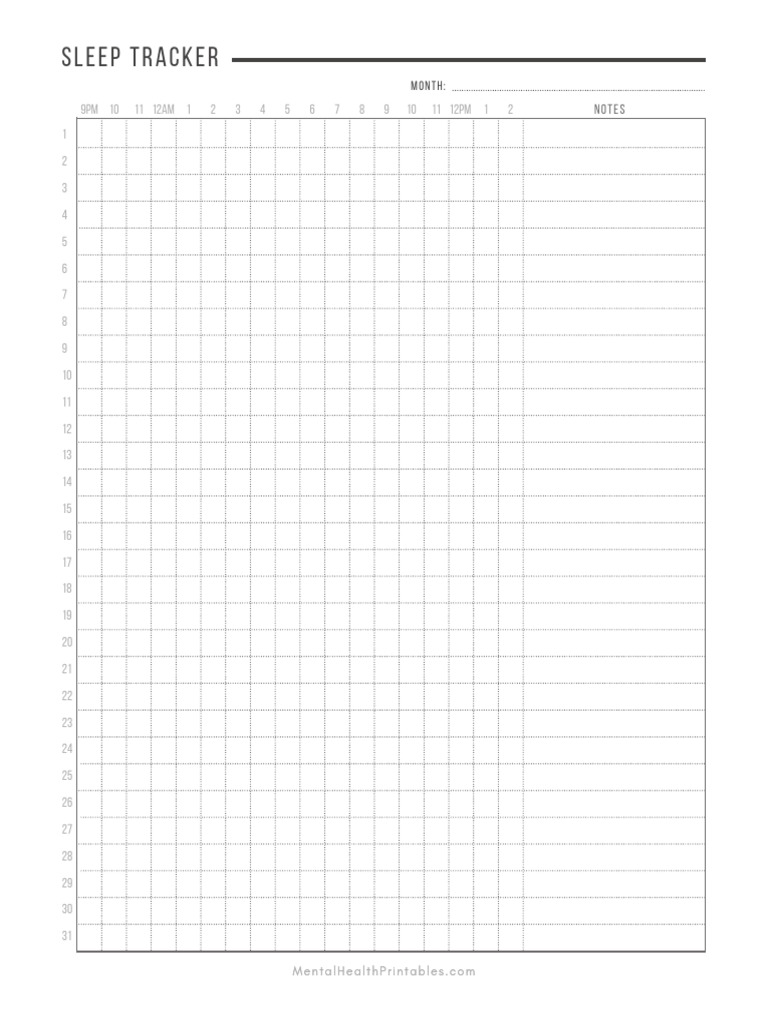 Tracking Sleep Patterns Over a Month: A Blank Sleep Diary Template | PDF