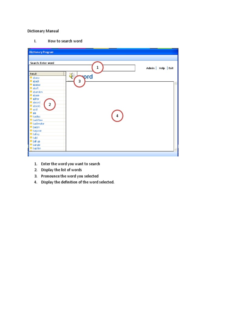 Dictionary Manual I How To Search Word PDF Login Password