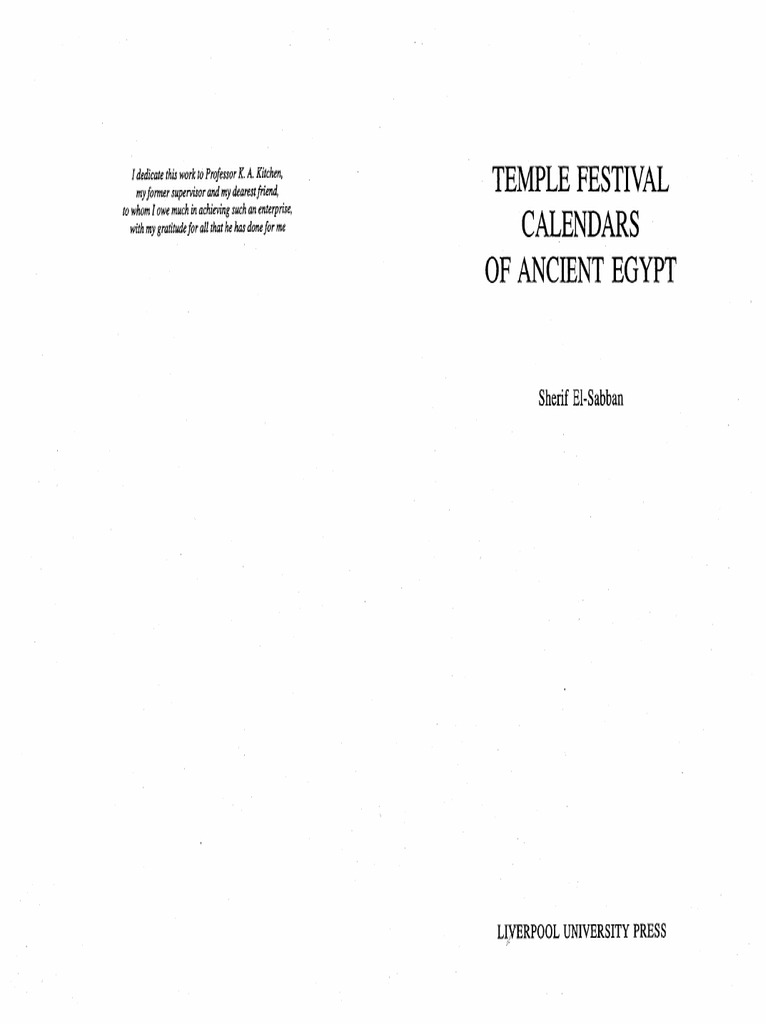 Temple Festival Calendars of Ancient Egypt | PDF