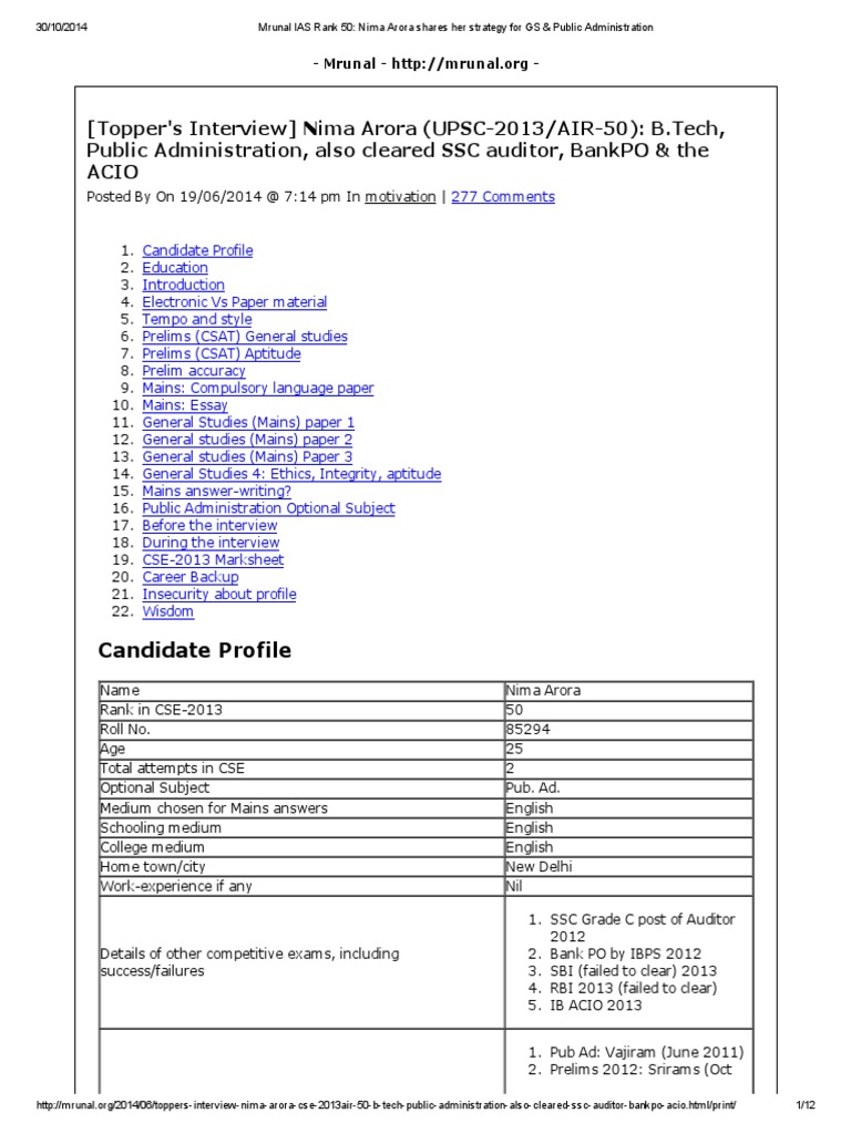 Mrunal IAS Rank 50 - Nima Arora Shares Her Strategy For GS & Public ...