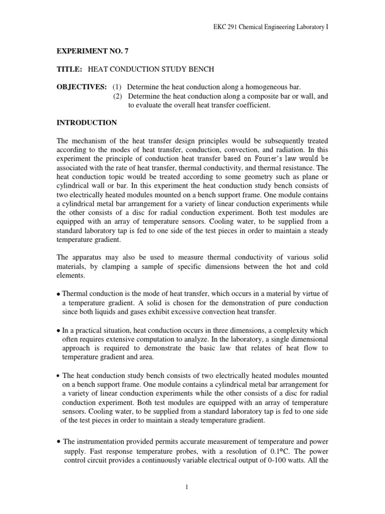 Experiment 14 - Heat Conduction Study Bench | PDF | Thermal Conduction ...