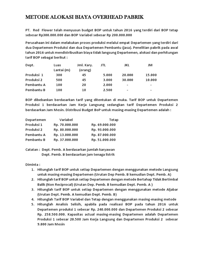 Soal Metode Alokasi FOH - Red Flower | PDF | Teknologi & Rekayasa