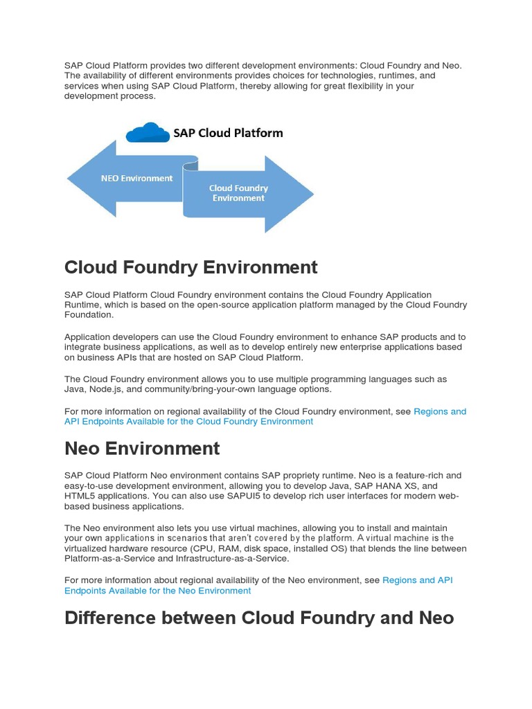 SAP Cloud Platform Neo Vs Foundry | PDF | Cloud Computing | Sap Se
