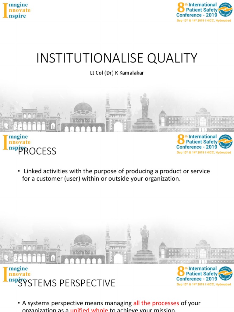 Institutionalise Quality: LT Col (DR) K Kamalakar | PDF | Strategic ...