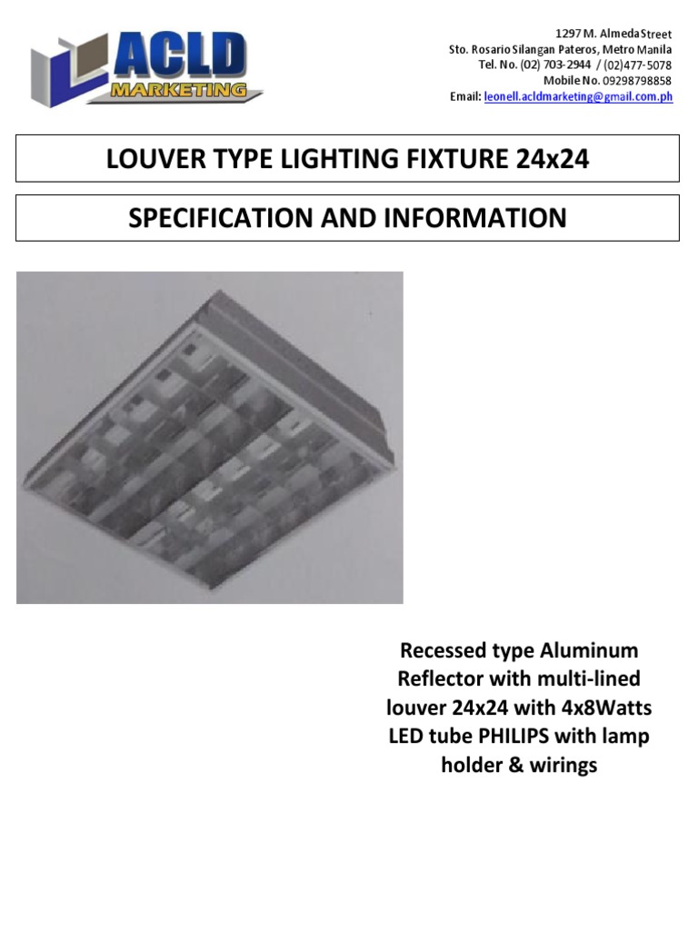 Recessed Louver Type Lighting Fixture 24x24 | PDF