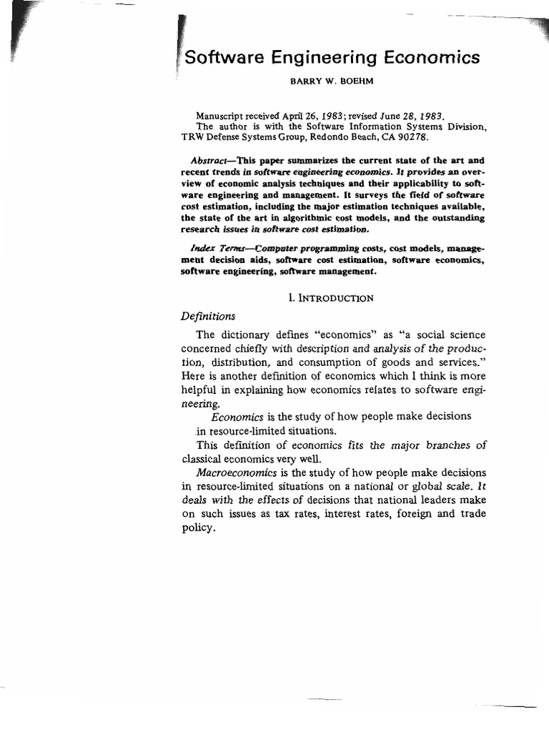 Software Engineering Economics: Definitions | PDF | Economics | Data ...