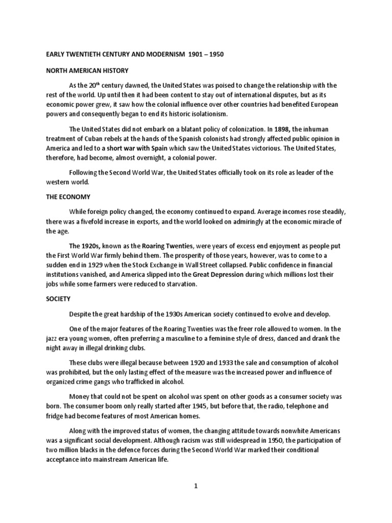 Early 20th Century Modernism | PDF | Roaring Twenties | American Literature