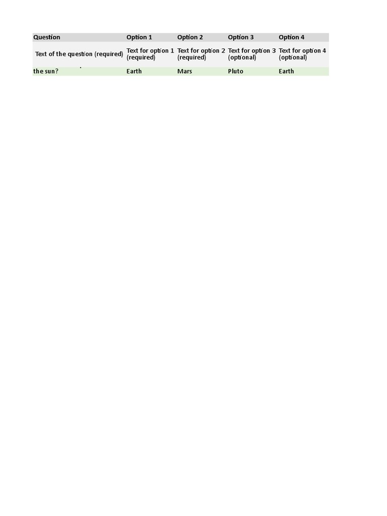 Quizizz Import Template Guide | PDF