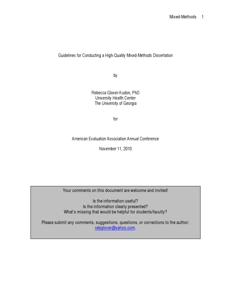 Guidelines For Conducting A High-Quality Mixed-Methods Dissertation ...