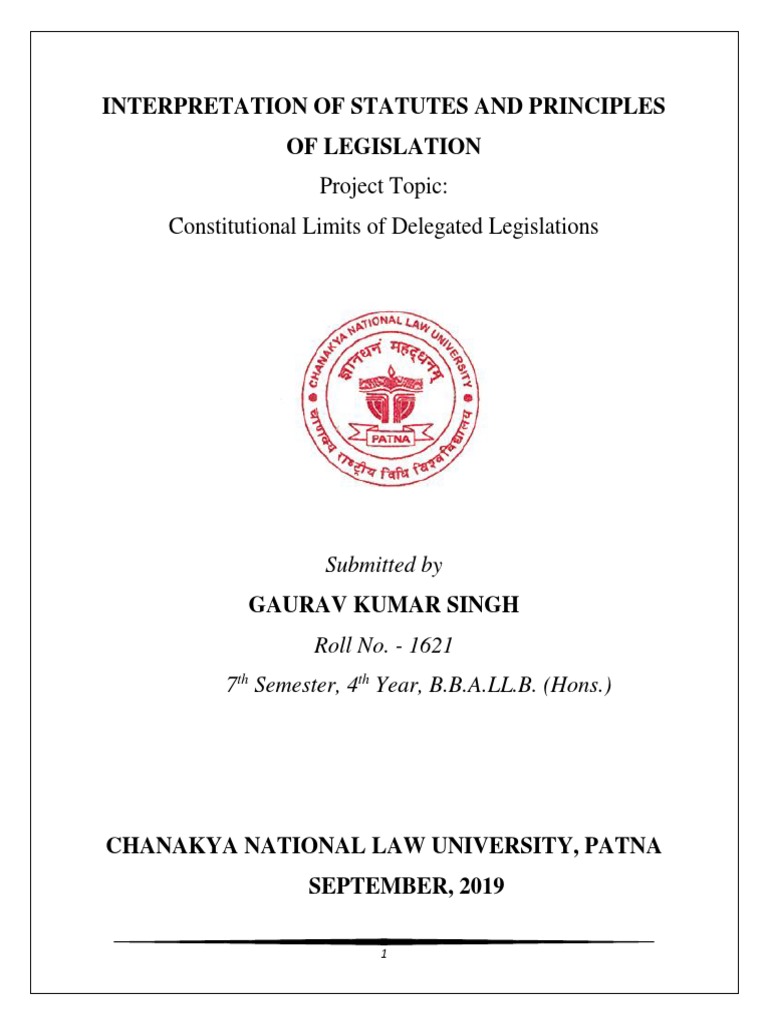 Project Topic: Constitutional Limits of Delegated Legislations | PDF ...