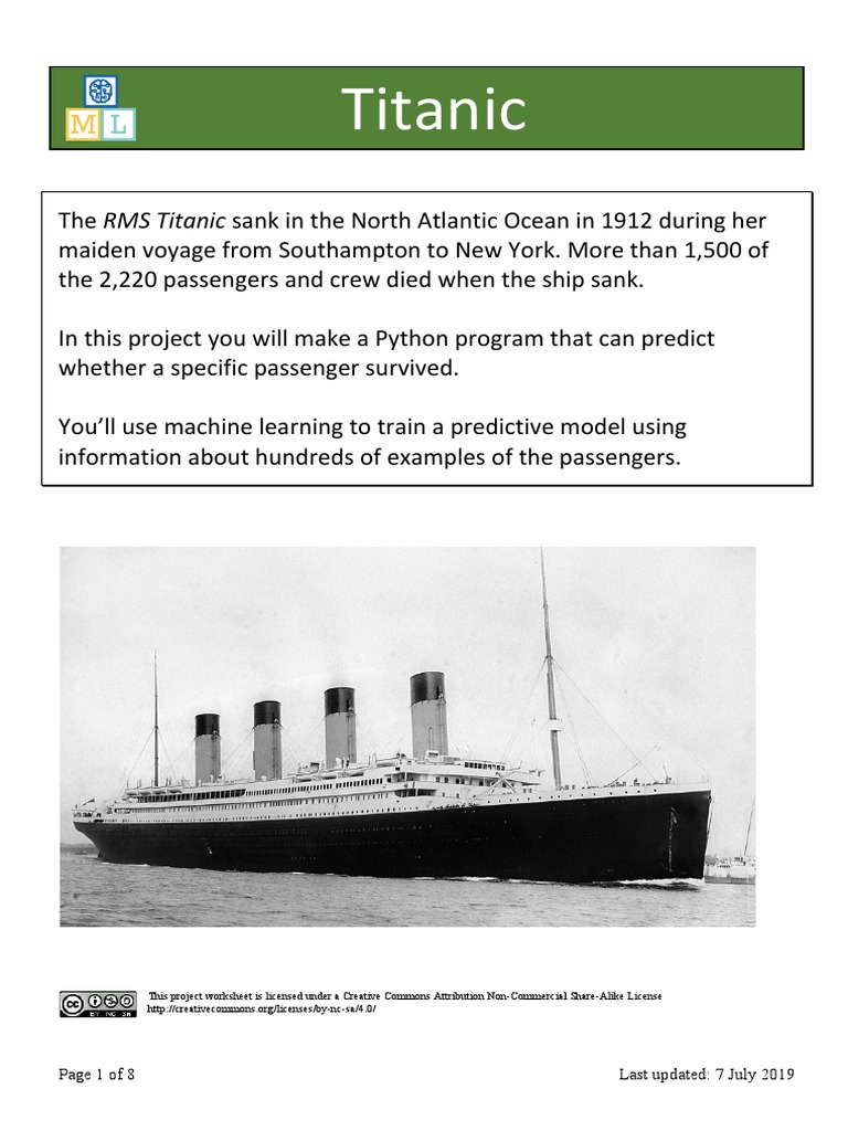 Worksheet Titanic Python PDF | PDF | Rms Titanic | Machine Learning