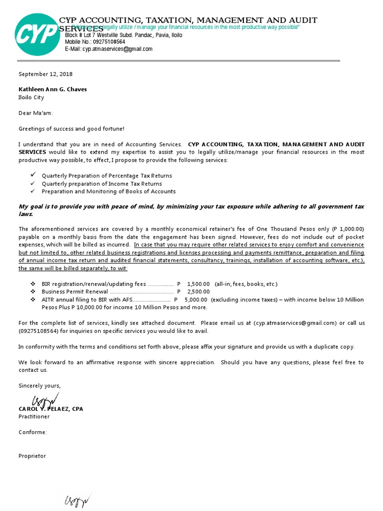 Engagement Letter Sample | PDF | Taxes | Accounting