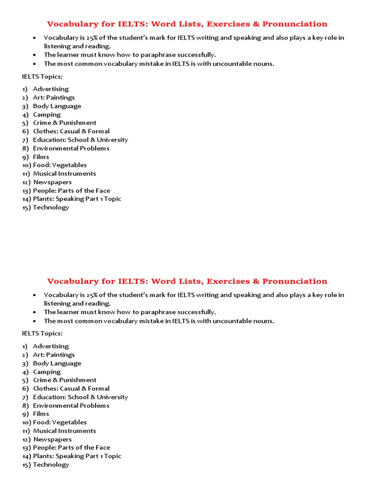 Vocabulary For IELTS | PDF | Vocabulary | Word