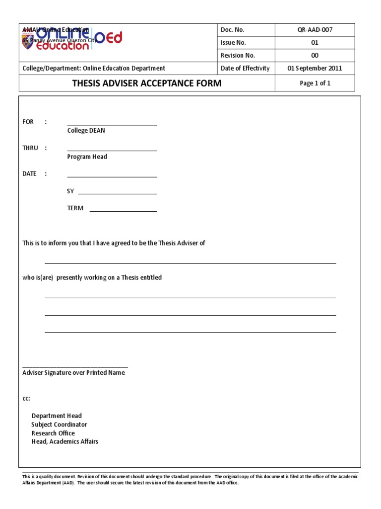 002 Thesis Adviser Form | PDF