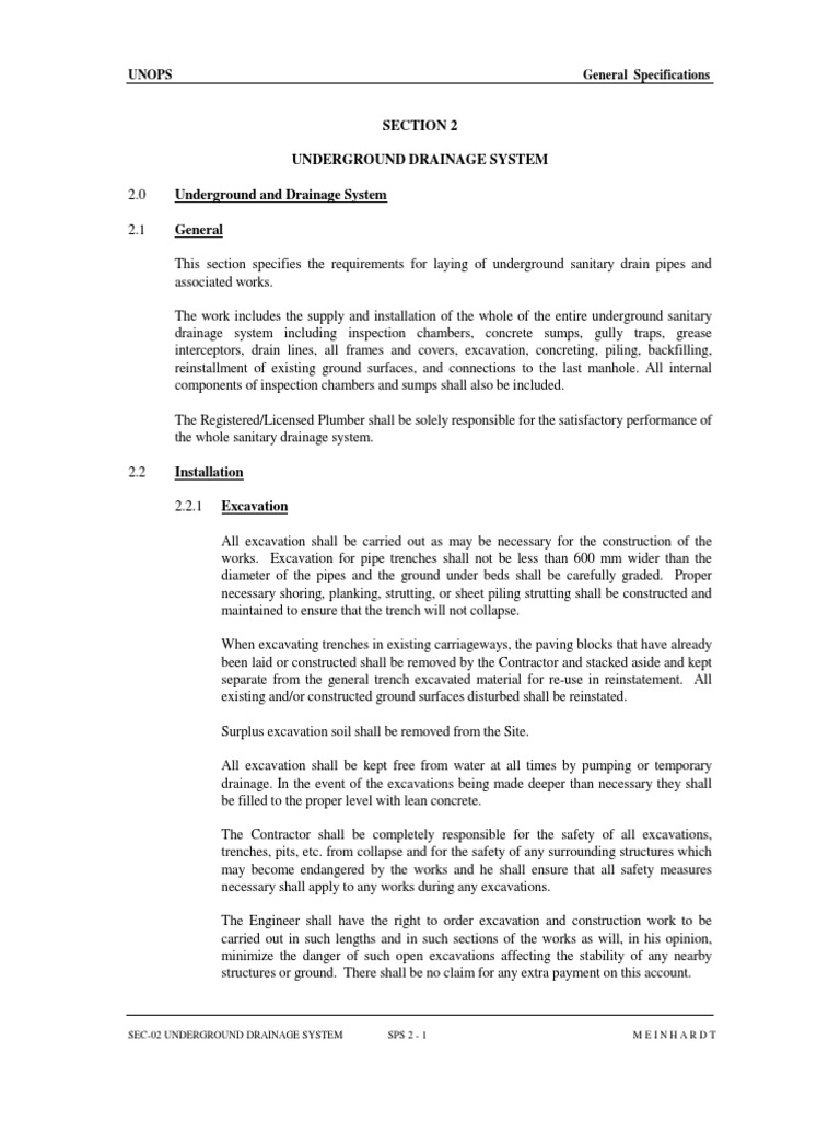 Sec-02 Underground Drainage System | PDF | Pipe (Fluid Conveyance ...