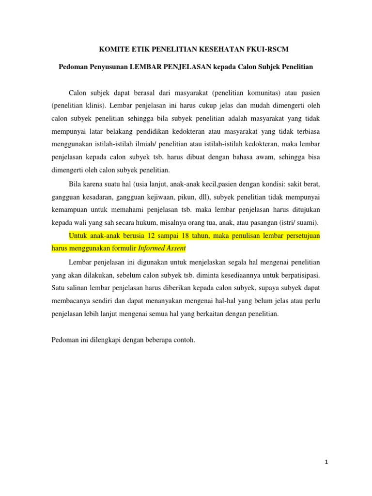Contoh Informed Consent FINAL With Highlight 260219 | PDF