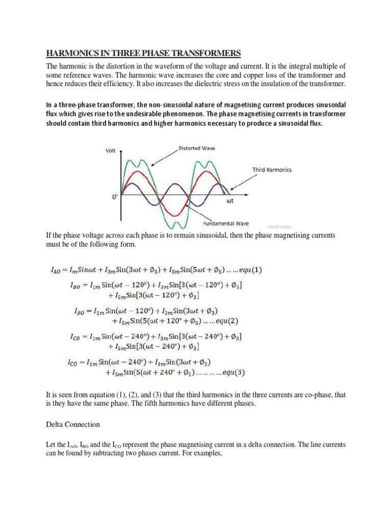 Harmonics in Three Phase Transformers | PDF | Transformer | Phase (Waves)