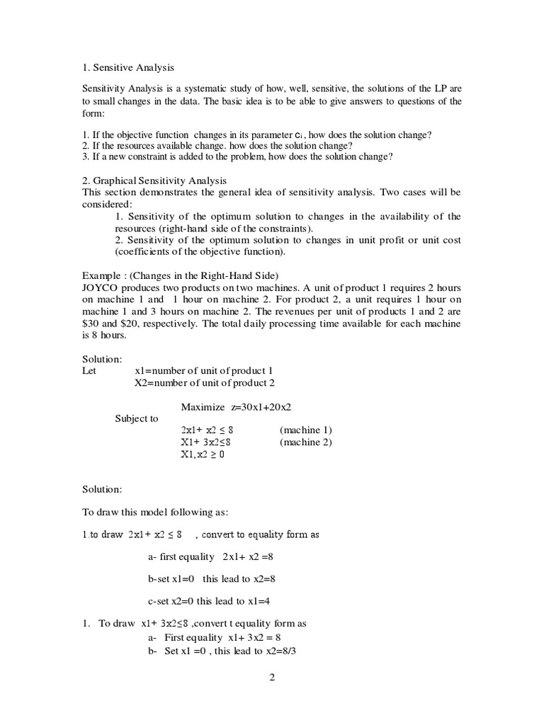 Sensitivity Analysis Tutorial Answer | PDF | Sensitivity Analysis | Mathematical Optimization
