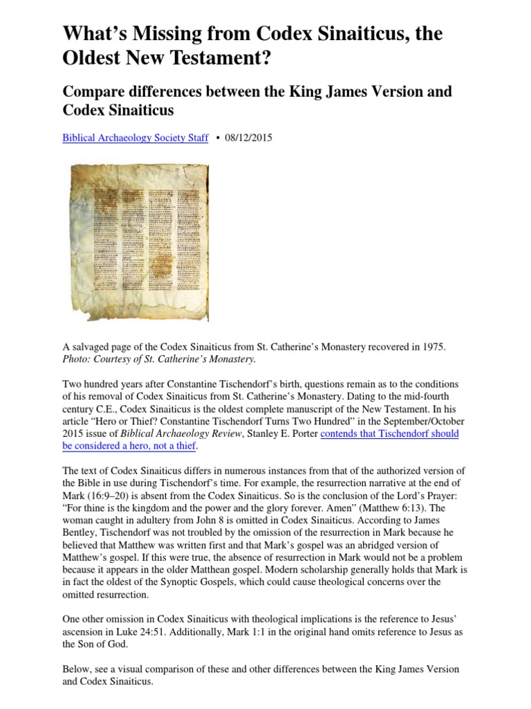 Codex Sinaiticus | PDF | Lord's Prayer | Gospel Of Mark