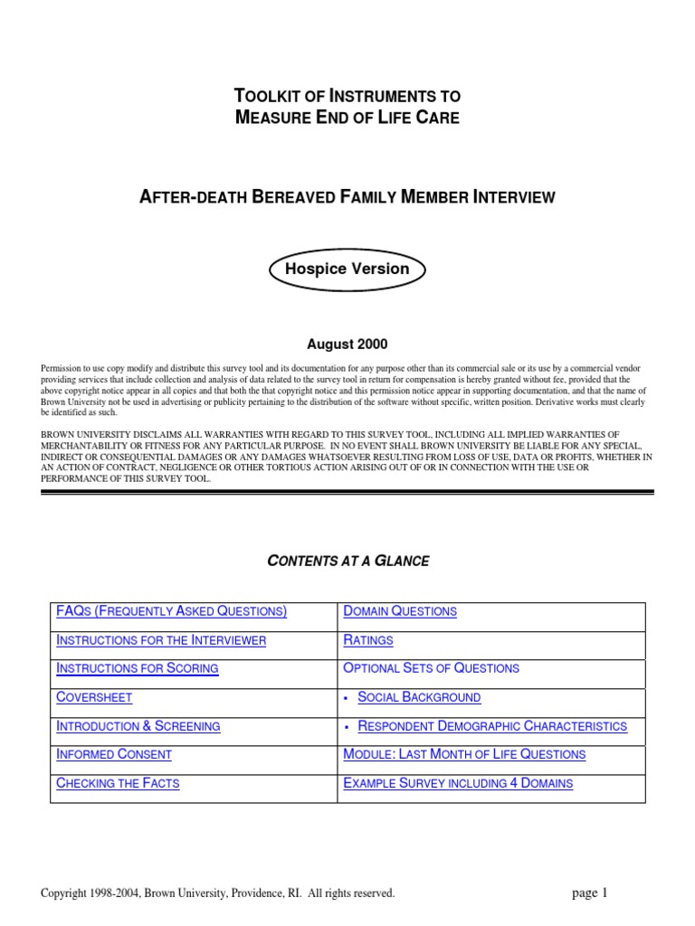 Afterdeath Bereaved Family Interview Hospice PDF | PDF | Palliative ...