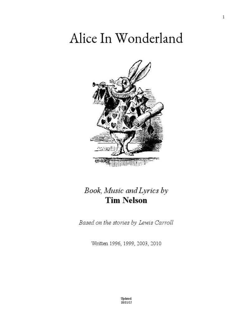 Alice in Wonderland Script | PDF | Alice's Adventures In Wonderland | Lewis Carroll