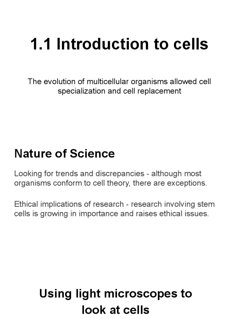 1.1 Intro To Cells | PDF | Cell (Biology) | Organisms