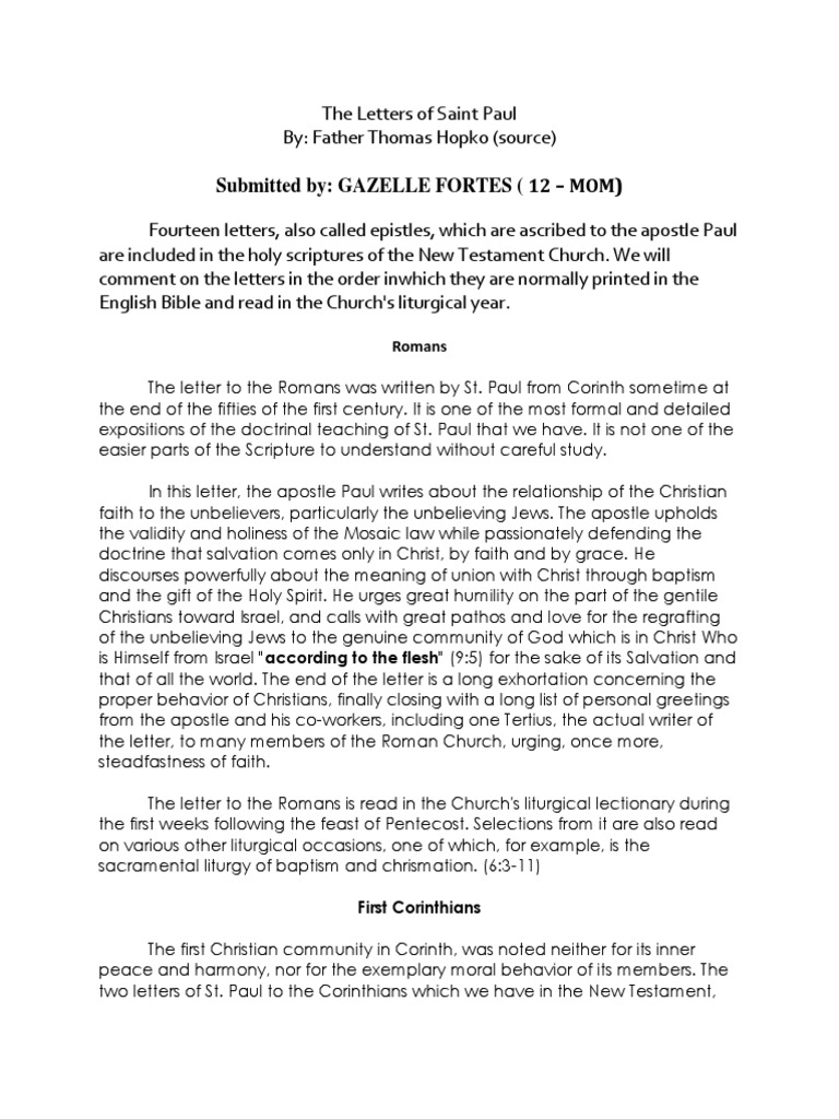 Letters of St. Paul | PDF | Epistle To The Colossians | Epistle To Philemon