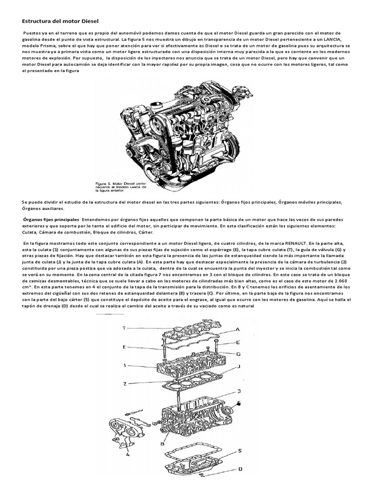 Estructura y partes del motor Diesel | PDF | Motor de combustión ...