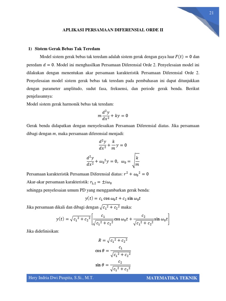 Aplikasi Persamaan Diferensial Orde 2 | PDF