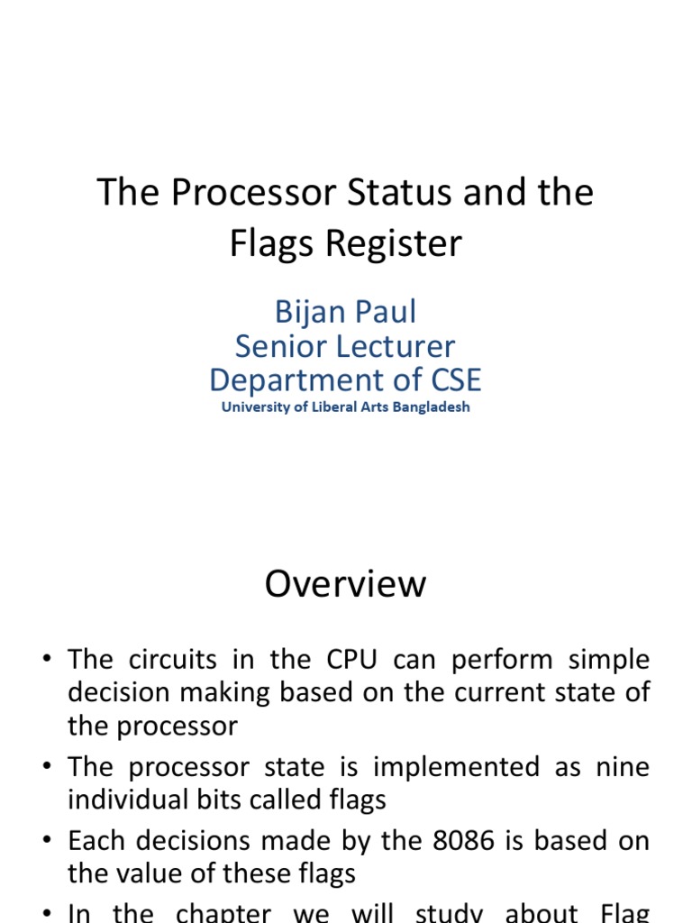 Understanding 8086 Processor Flags | PDF | Central Processing Unit ...