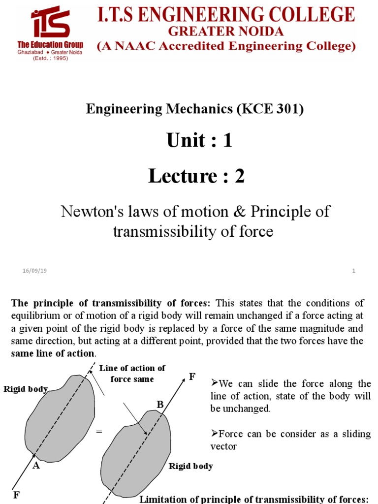 Principle of Transmissibility Explained | PDF | Newton's Laws Of Motion ...