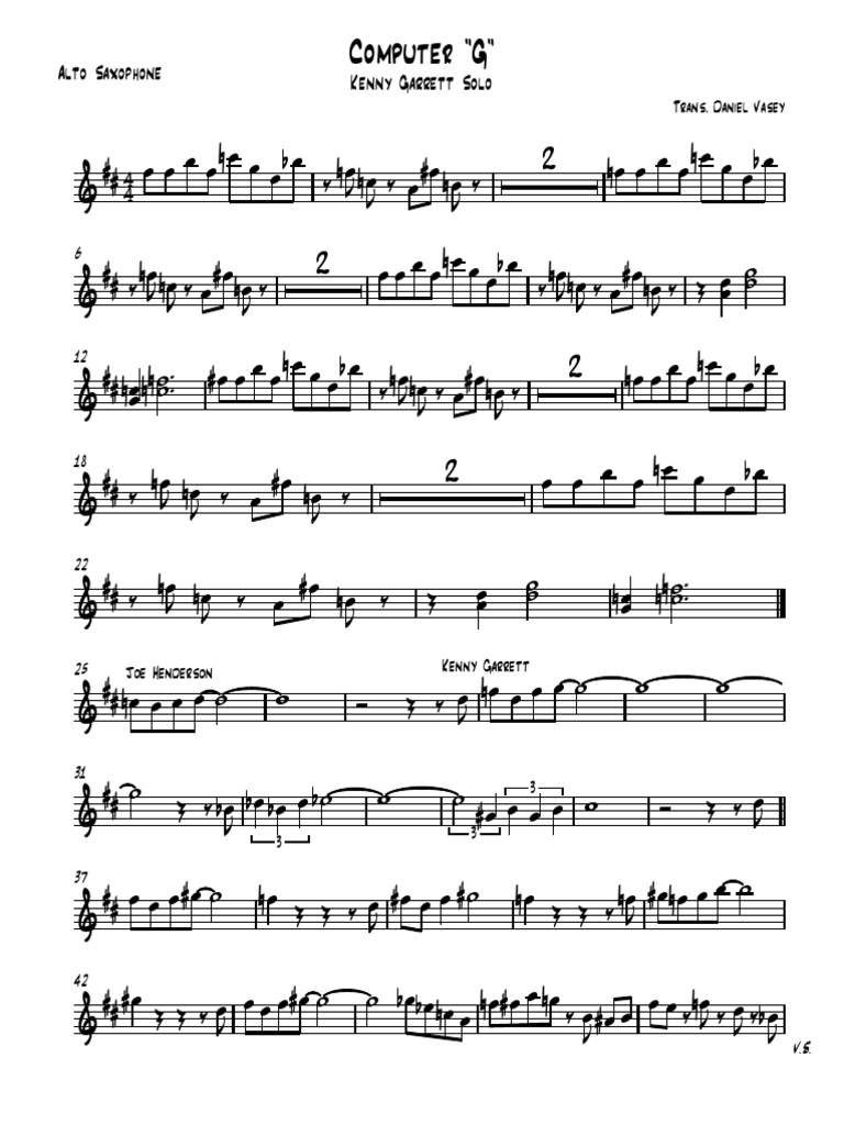 Kenny Garrett Alto Saxophone Transcriptions | PDF | Saxophone ...