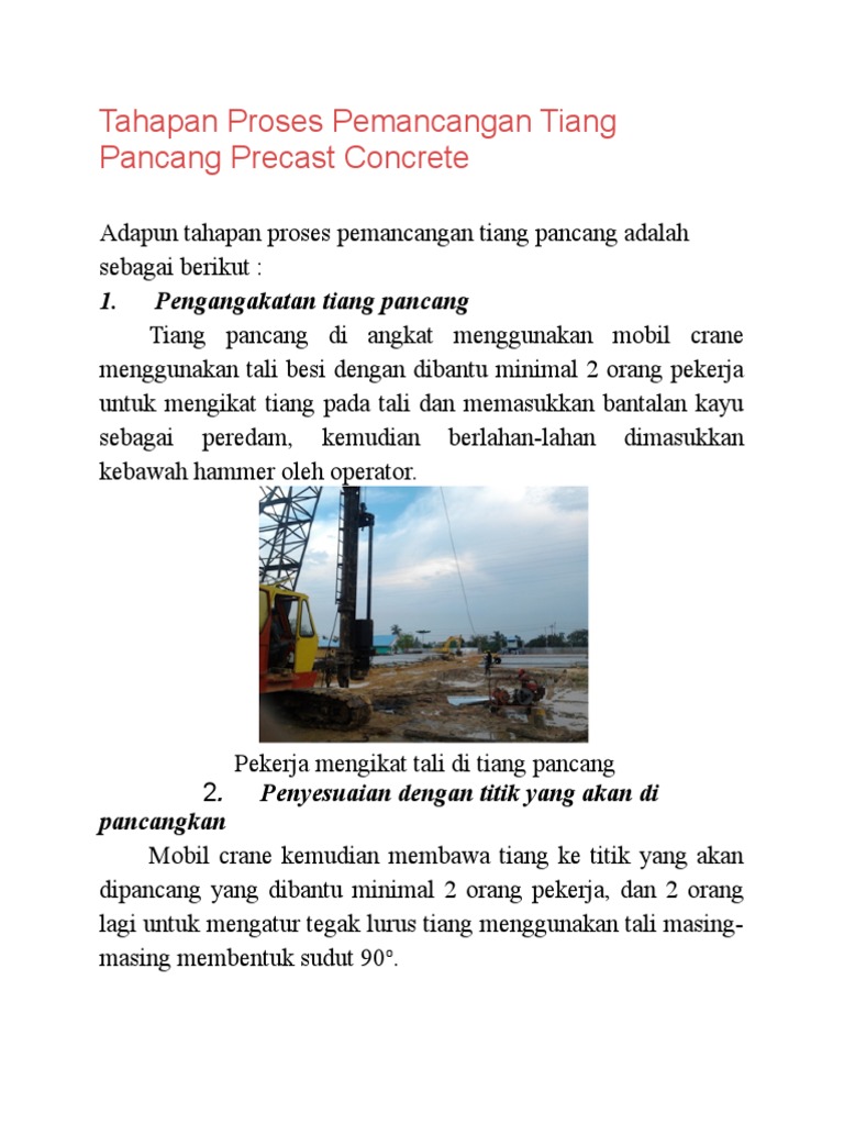 Tahapan Proses Pemancangan Tiang Pancang Precast Concrete | PDF | Griya ...