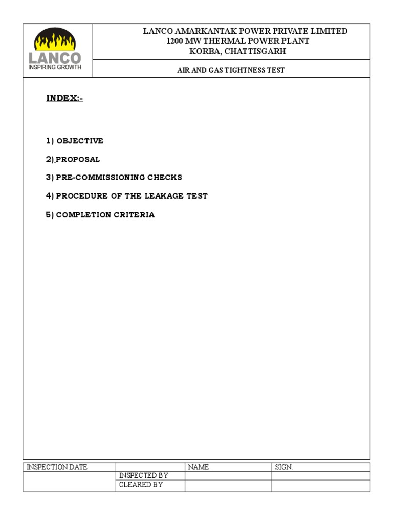 Air and Flue Gas Tightness Test | PDF | Leak | Duct (Flow)