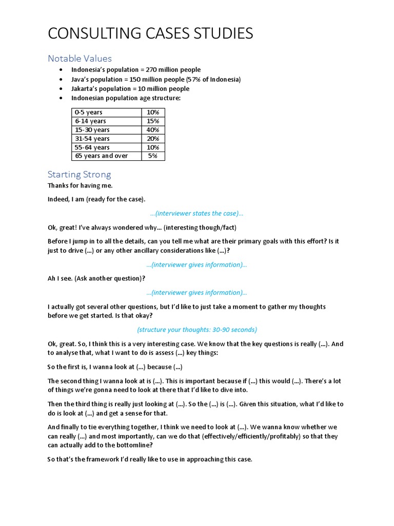 Consulting Case Studies | PDF | Indonesia | Business Economics